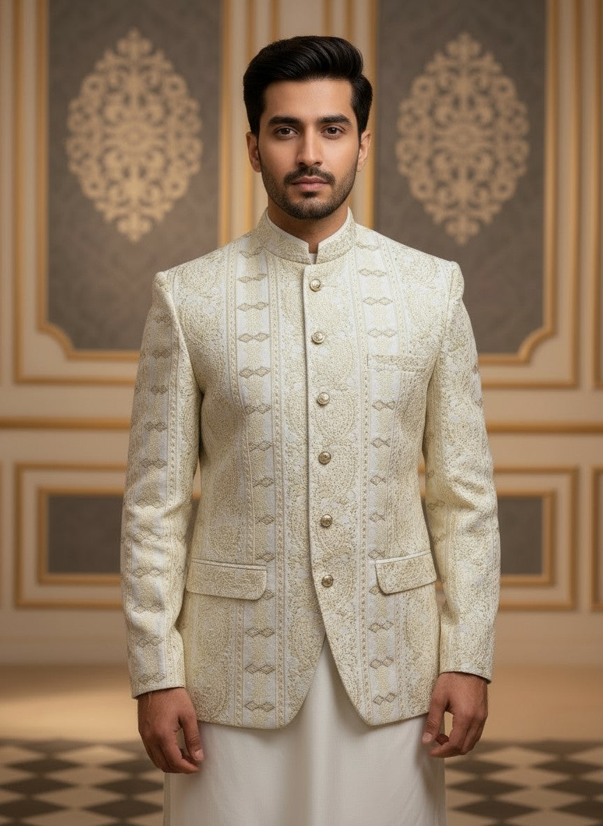 Premium Stylish Cream Color Prince Coat – My Store